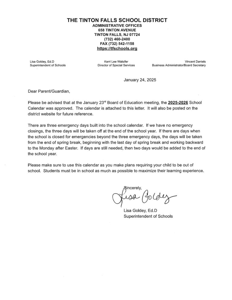 Tinton Falls School District Calendar 25-26 Revised [PDF] - EduCounty