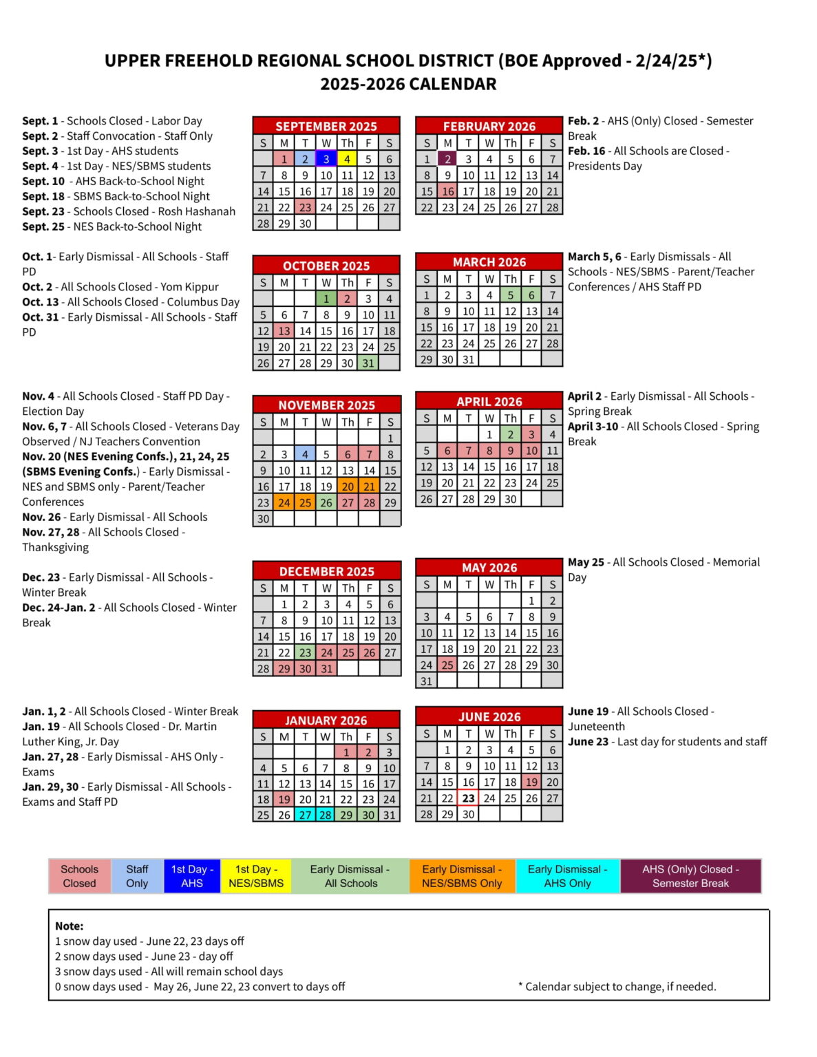 Upper Freehold Regional School District Calendar 25-26 Revised [PDF ...