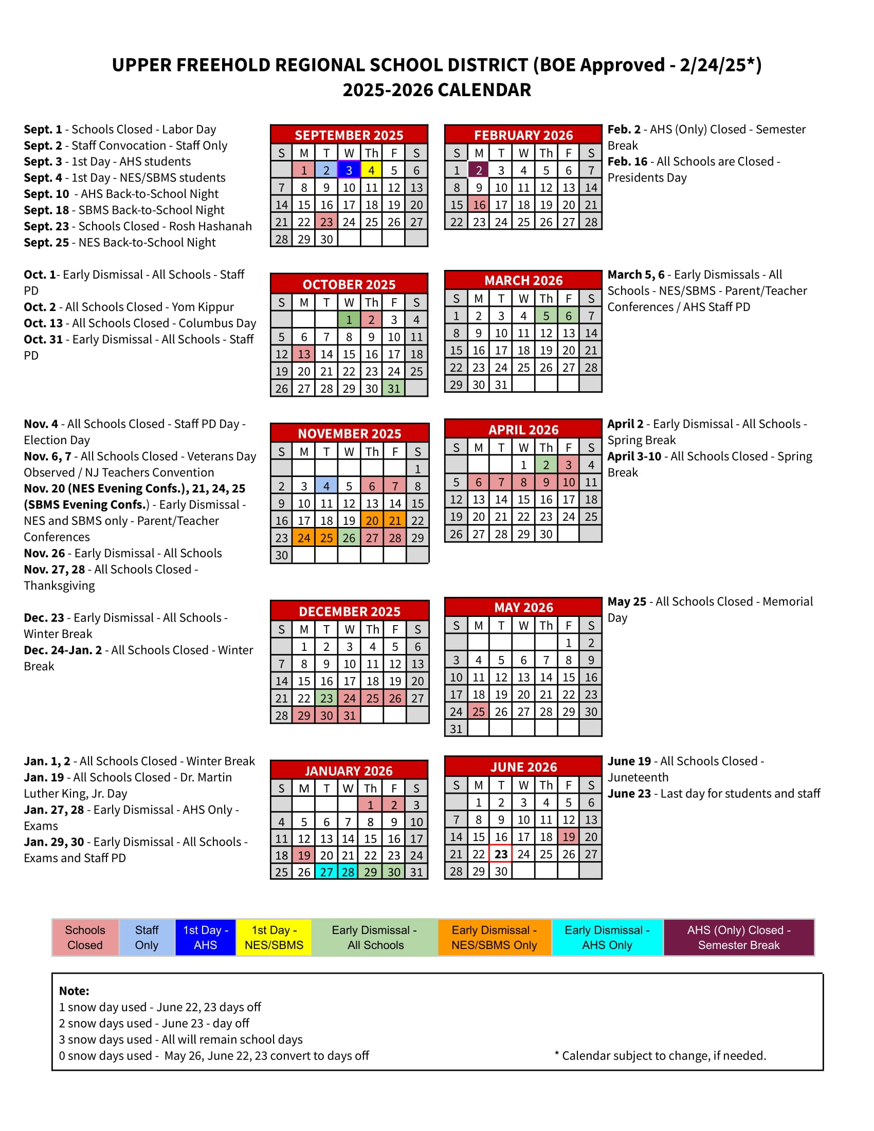 Upper Freehold Regional School District Calendar 25-26 Revised [PDF ...