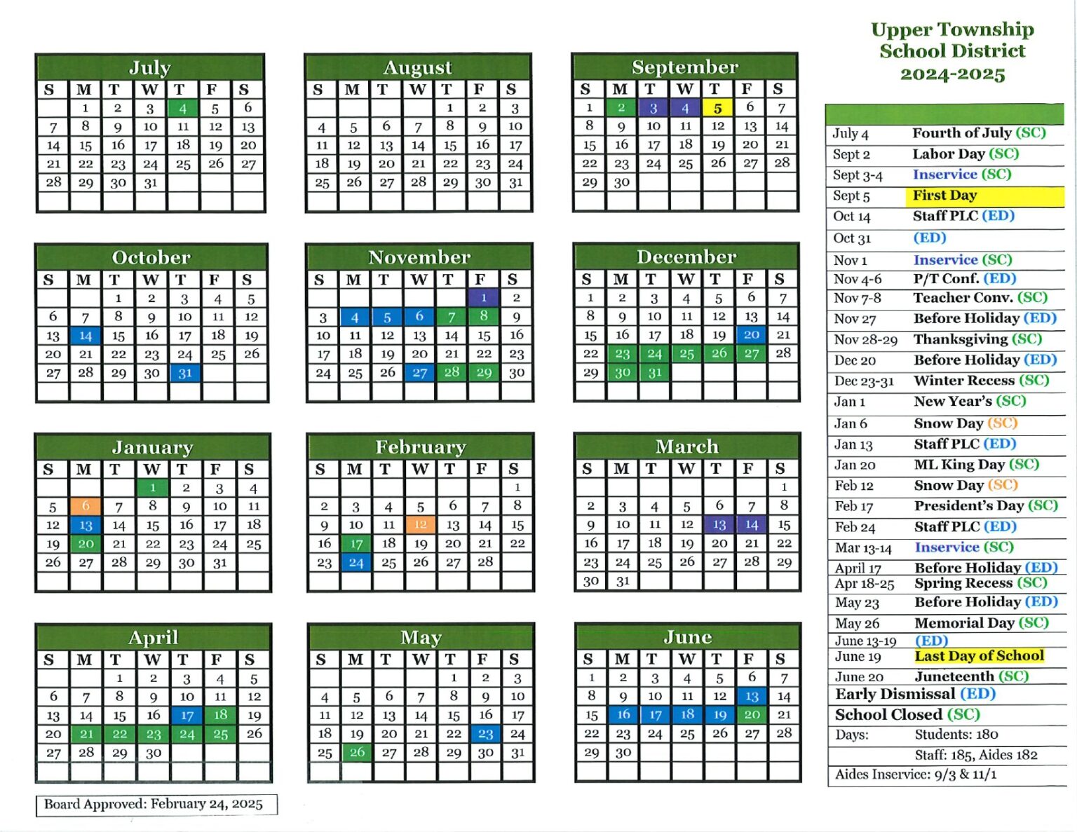 Upper Township School District Calendar 25-26 Revised [PDF] - EduCounty