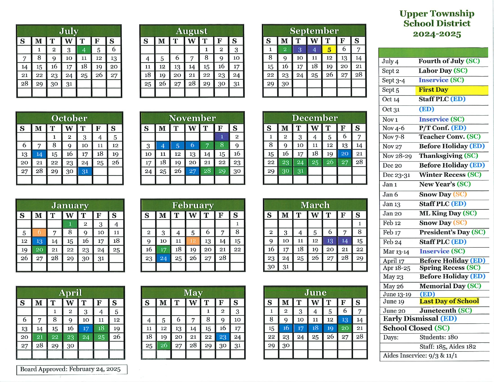 Upper Township School District Calendar 25-26 Revised [PDF] - EduCounty
