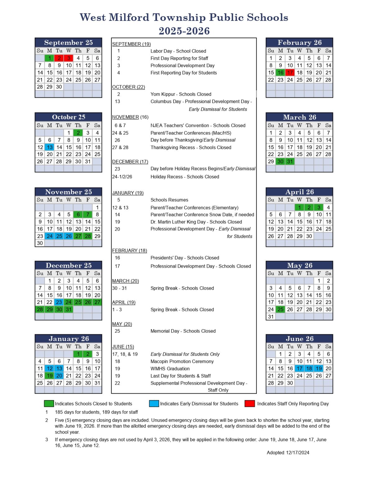 West Milford Township Public Schools Calendar 25-26 Revised [PDF ...