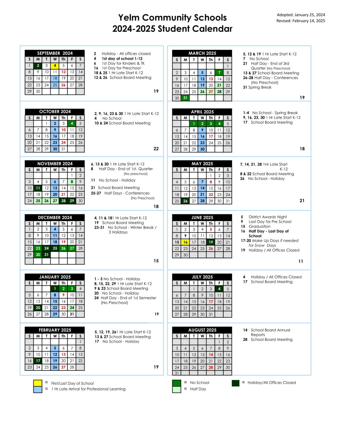 Yelm Community Schools wa Calendar 25-26 Revised [PDF] - EduCounty