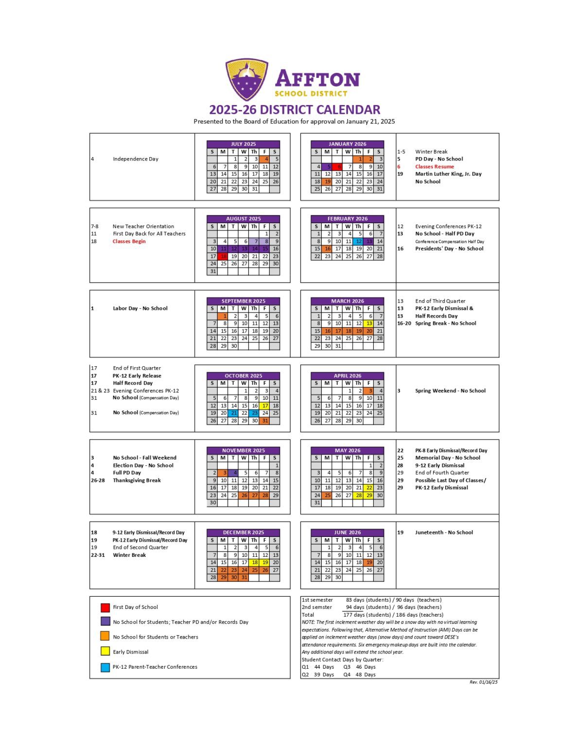 Affton School District Calendar 25-26 Revised [PDF] - EduCounty