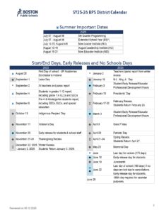 Boston Public Schools Calendar 25-26 Revised [PDF] - EduCounty
