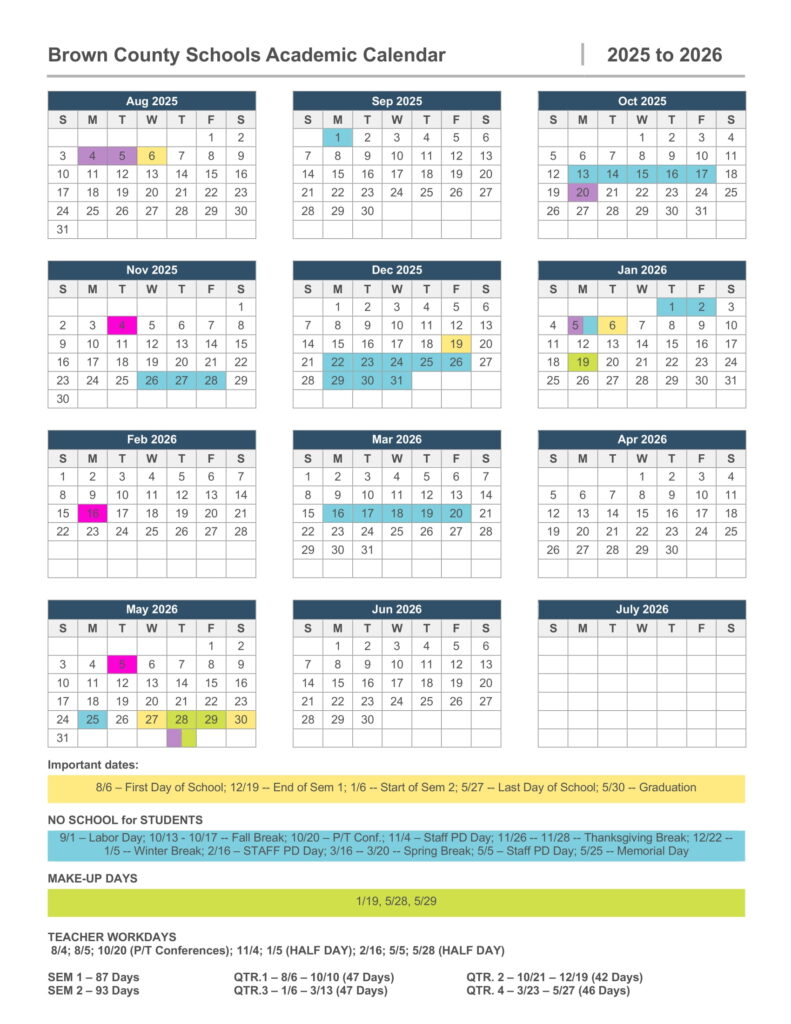 Brown County Schools Calendar 25-26 Revised [PDF] - EduCounty