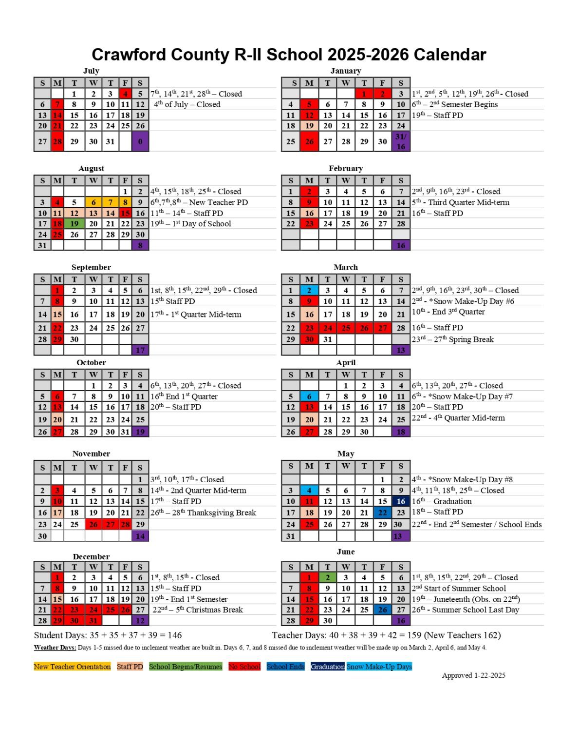 Crawford County R-II Schools Calendar 25-26 Revised [pdf] - EduCounty