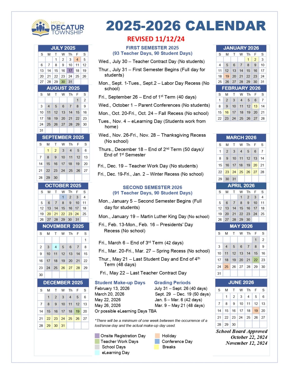 MSD Decatur Township Calendar 25-26 Revised [PDF] - EduCounty