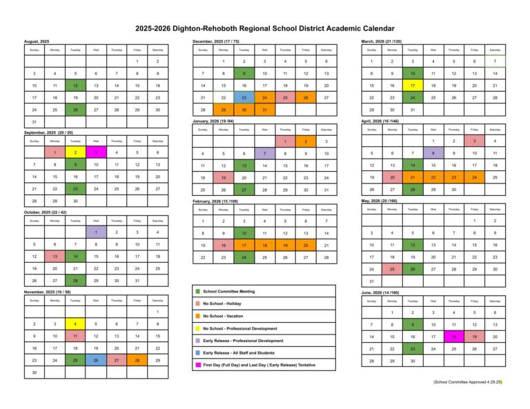 Dighton-Rehoboth Regional School District Calendar 25-26 Revised [PDF ...