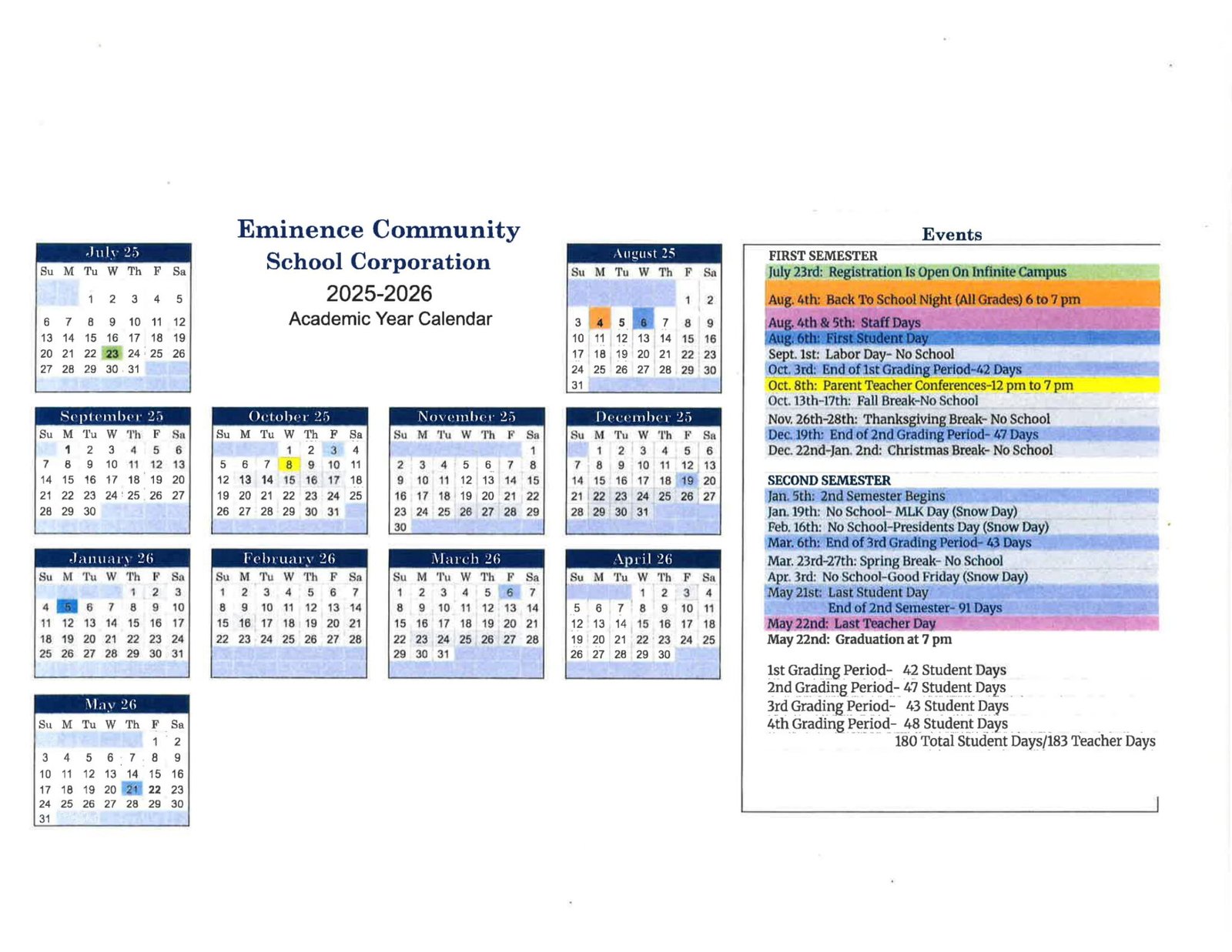 Eminence Community School Corporation Calendar 25-26 Revised [PDF ... Eminence Community School Corporation Calendar 25-26 Revised [PDF ...