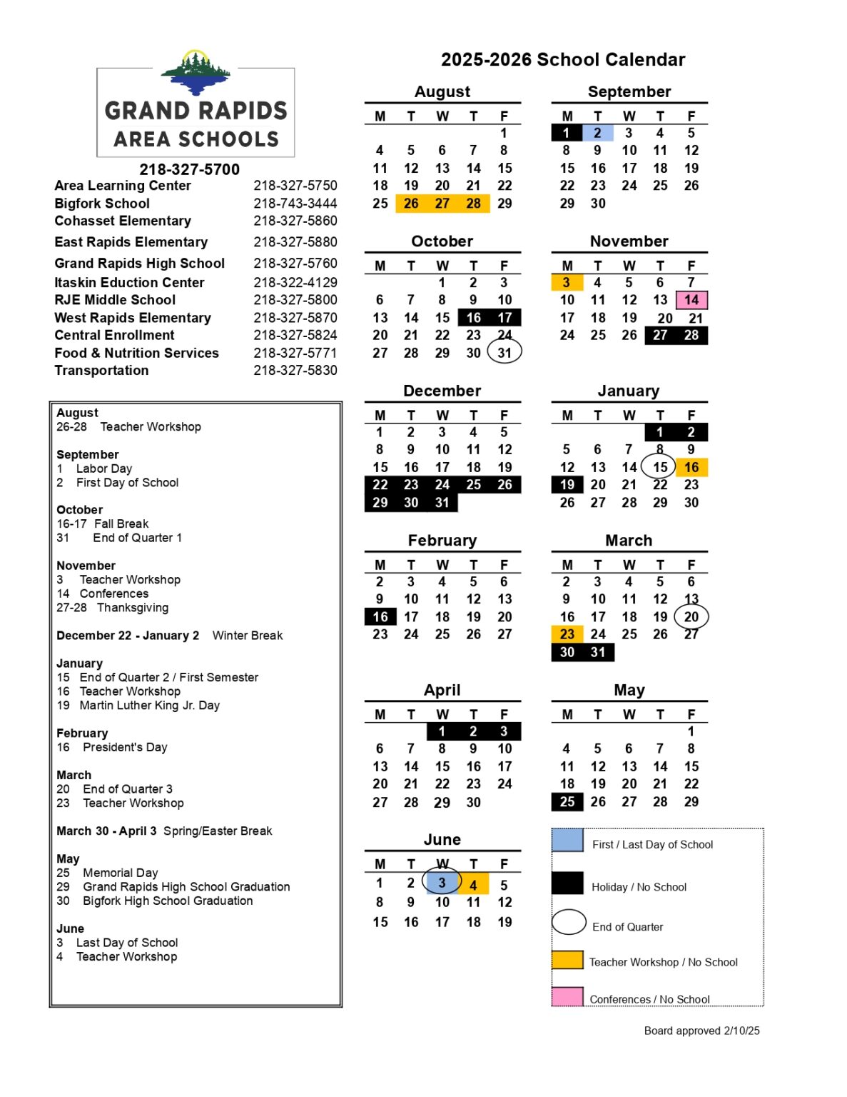 GRAND RAPIDS AREA SCHOOLS 25-26 Calendar Revised [PDF] - EduCounty
