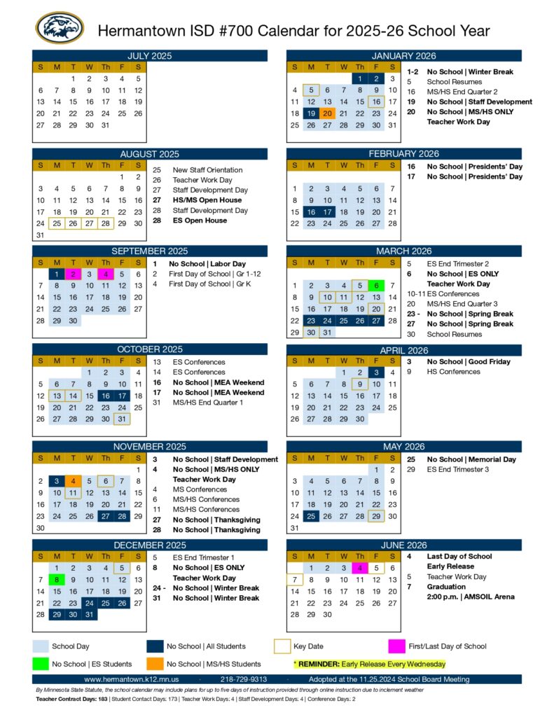 Hermantown Community Schools mn Calendar 25-26 Revised [pdf] - EduCounty