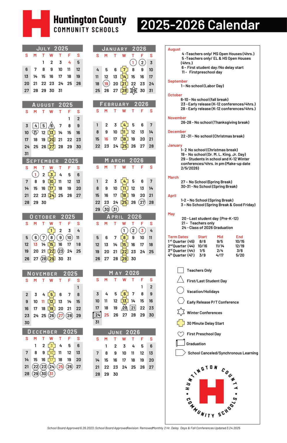 Huntington County Community Schools Calendar 25-26 Revised [pdf ...
