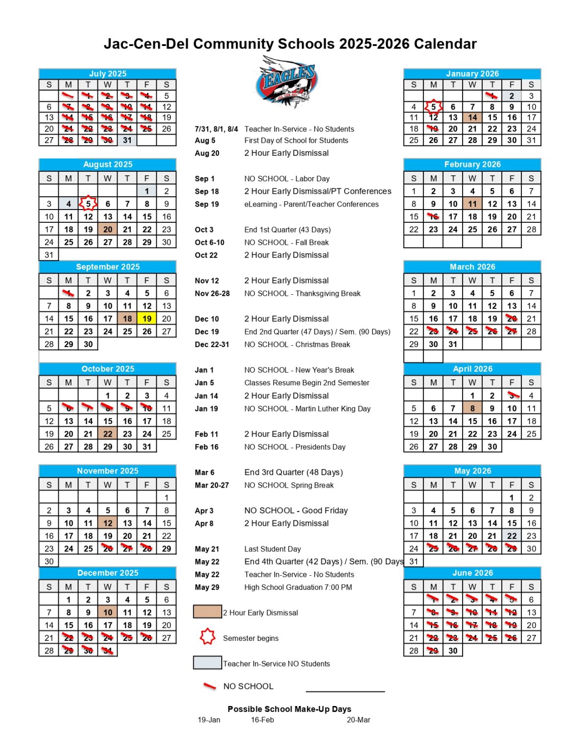 Jac-Cen-Del Community Schools Calendar 25-26 Revised [PDF] - EduCounty