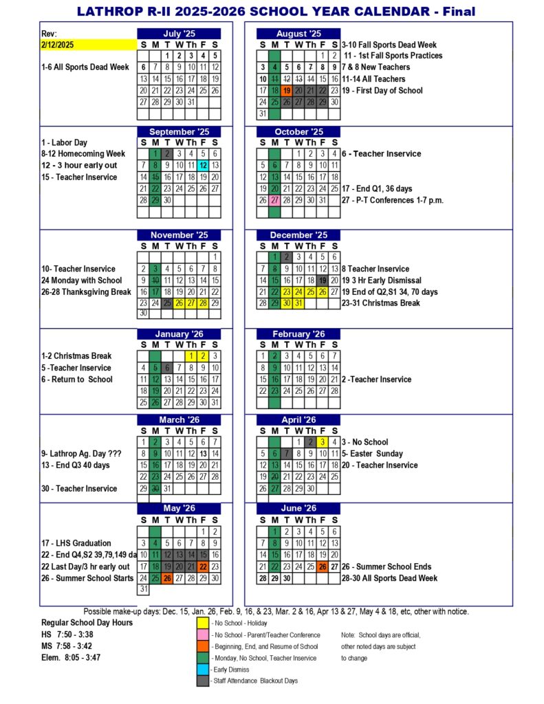 Lathrop R-II School District Calendar 25-26 Revised [PDF] - EduCounty