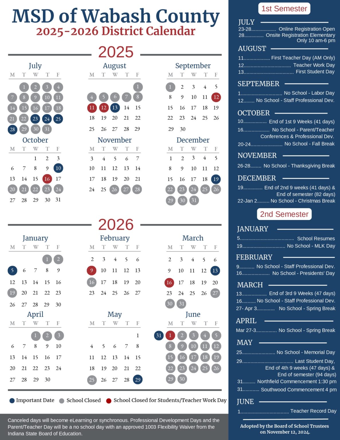 MSD of Wabash County Schools Calendar 25-26 Revised [PDF] - EduCounty
