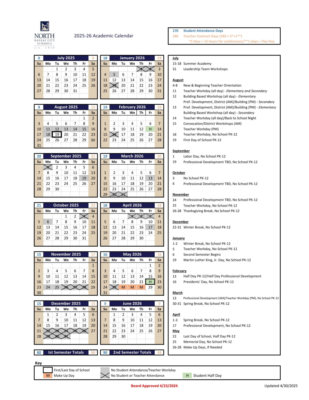 NORTH KANSAS CITY SCHOOLS Calendar 25-26 Revised PDF - EduCounty
