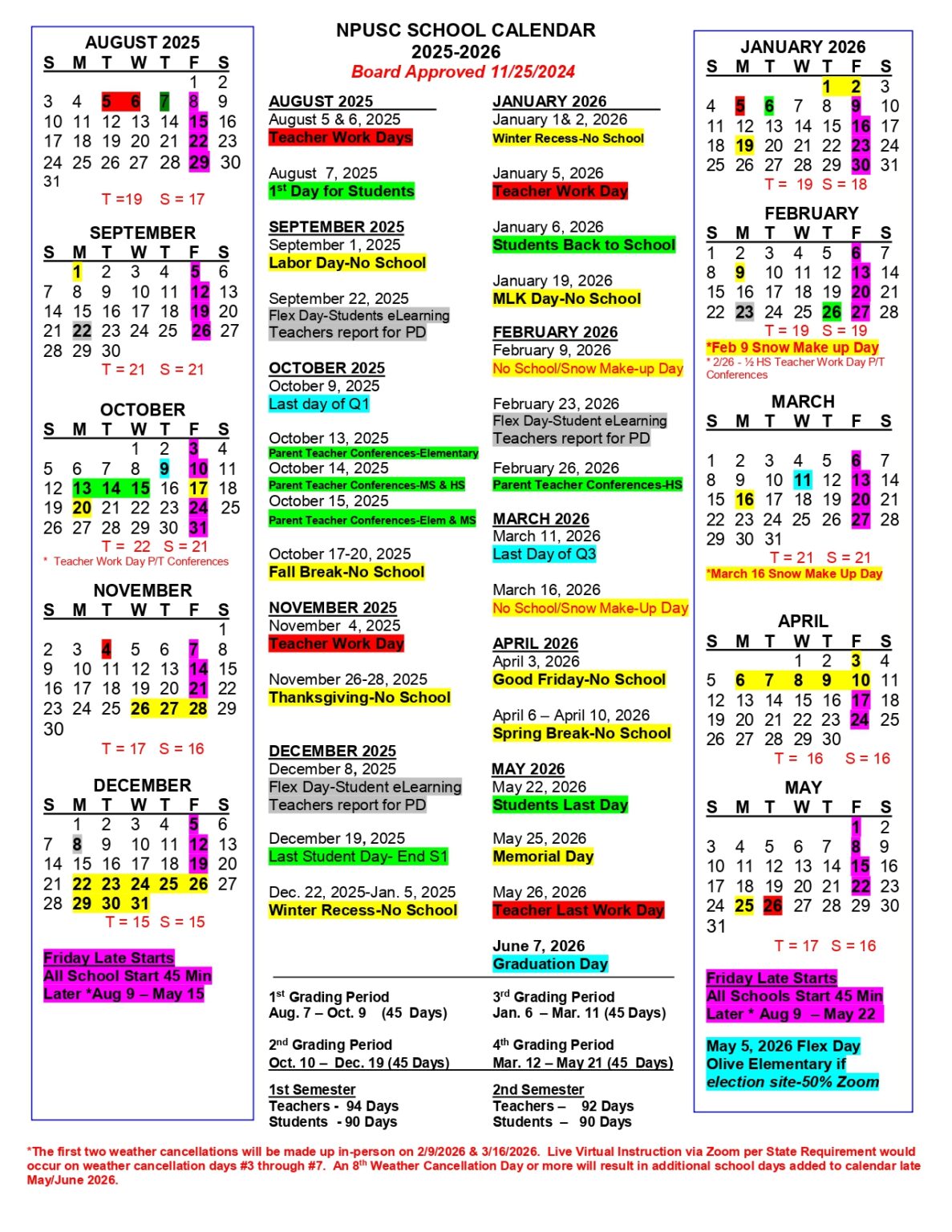 New Prairie United School NPUSC Calendar 25-26 Revised [PDF] - EduCounty