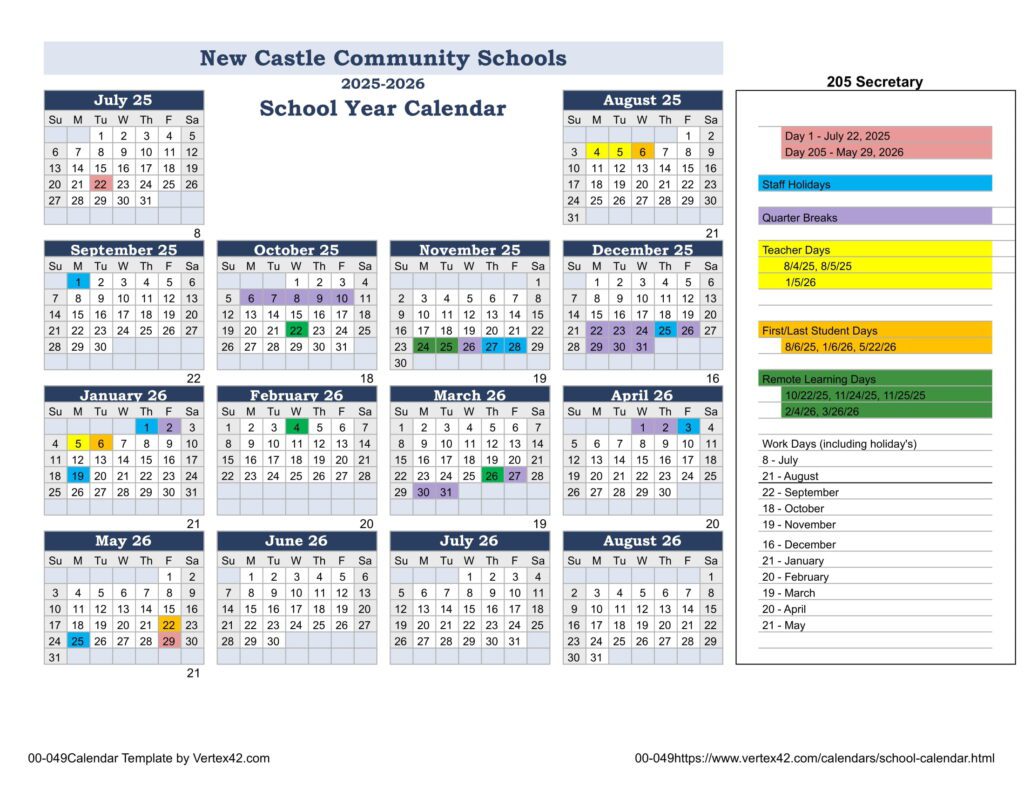 New Castle Community Schools Calendar 25-26 Revised [pdf] - EduCounty