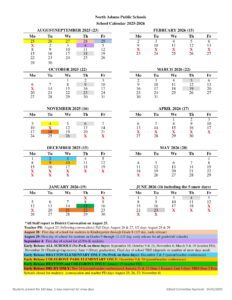 North Adams Public Schools Calendar 25-26 Revised [PDF] - EduCounty
