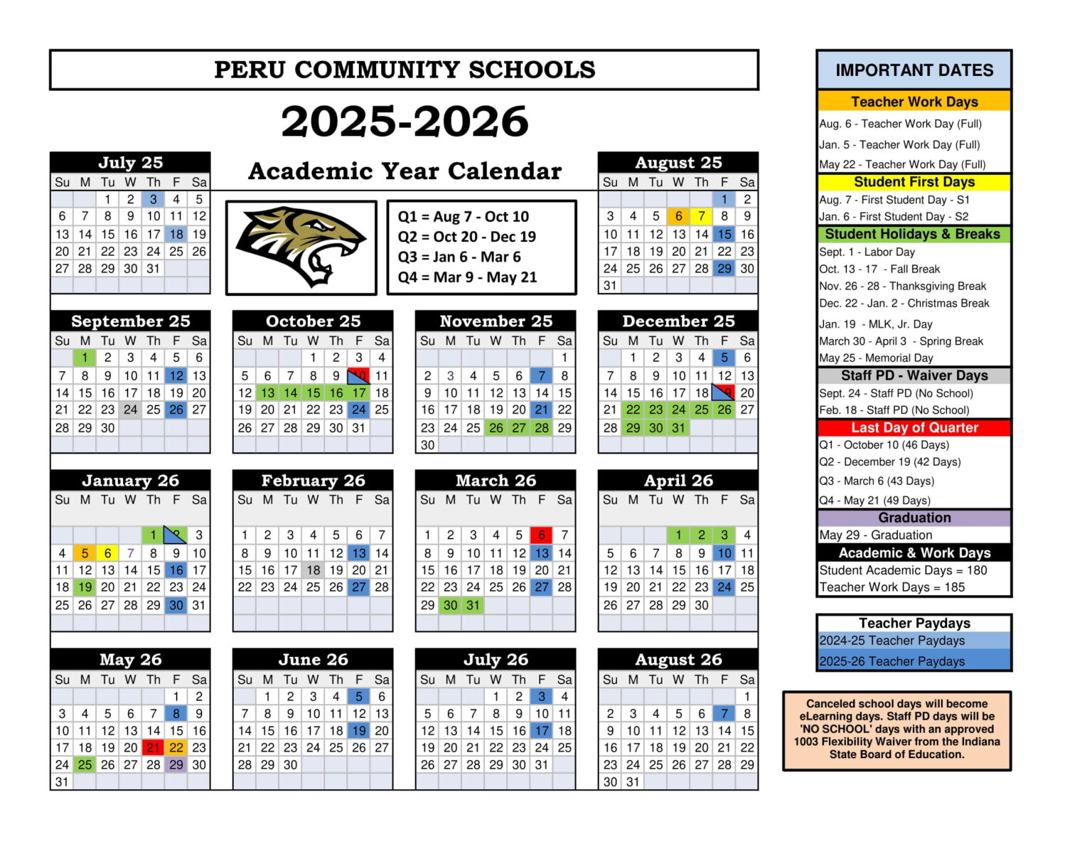 PERU COMMUNITY SCHOOLS Calendar 25-26 Revised [pdf] - EduCounty