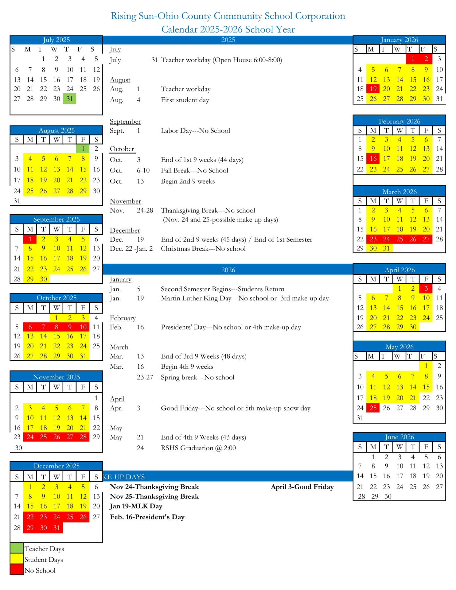 Rising Sun-Ohio County Community School Calendar 25-26 Revised [pdf ...