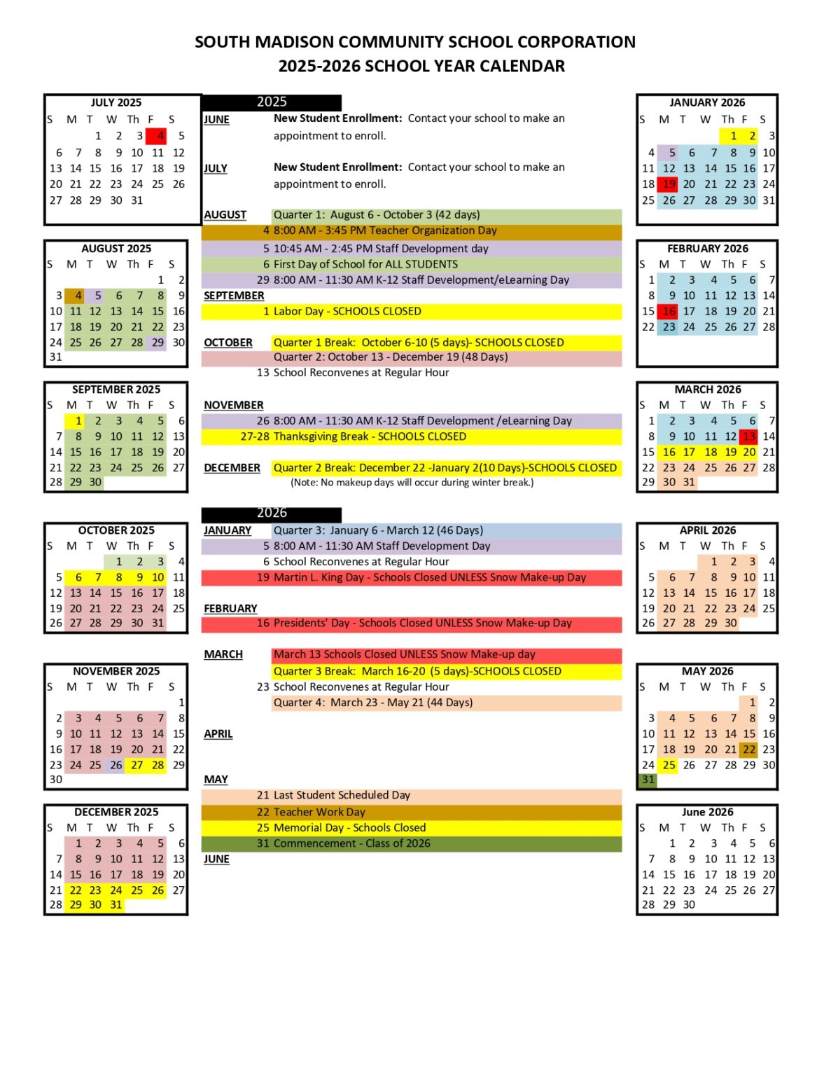 South Madison Community School Corporation Calendar 25-26 Revised [PDF ...
