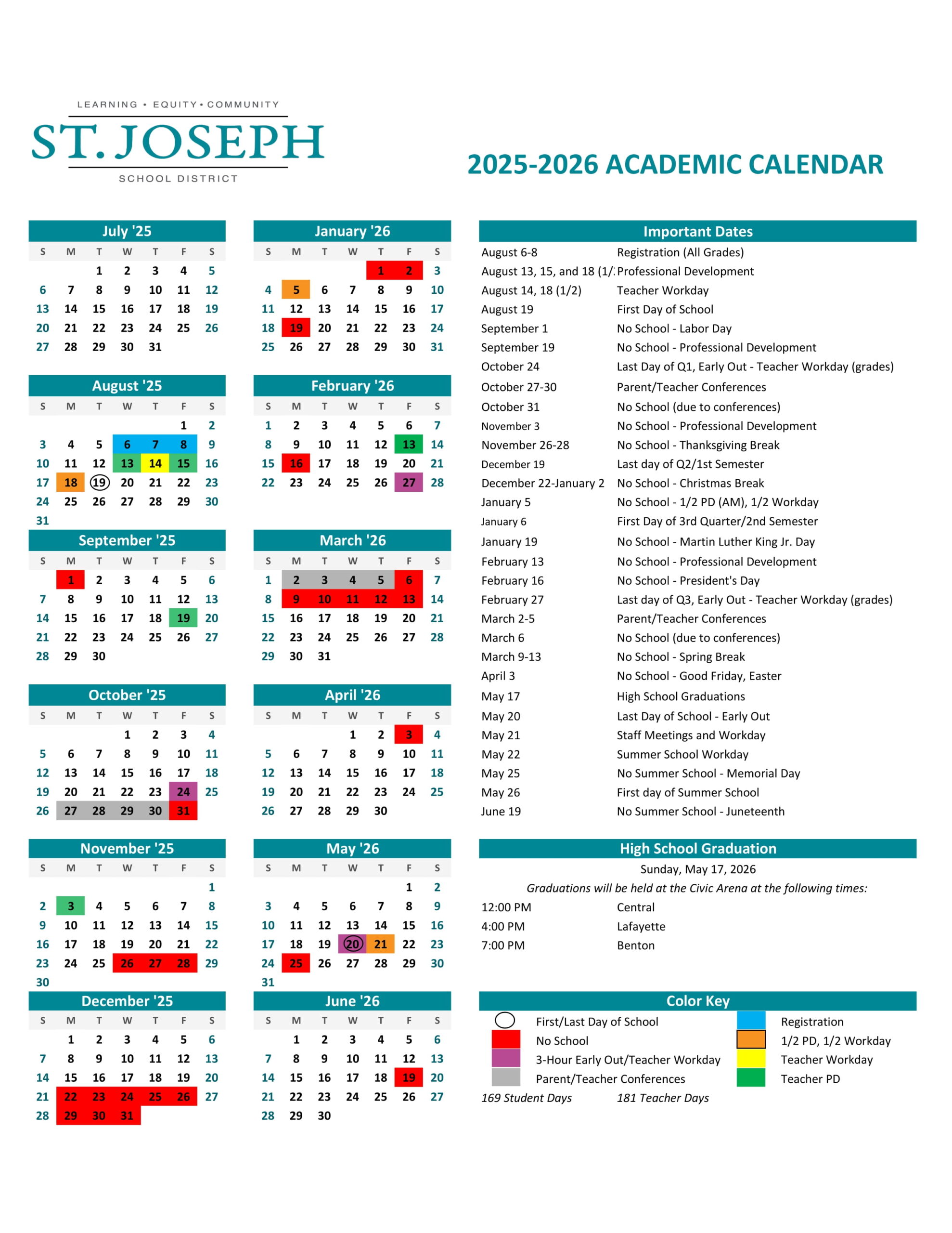 ST. JOSEPH SCHOOL DISTRICT Calendar 25-26 Revised [pdf] - EduCounty
