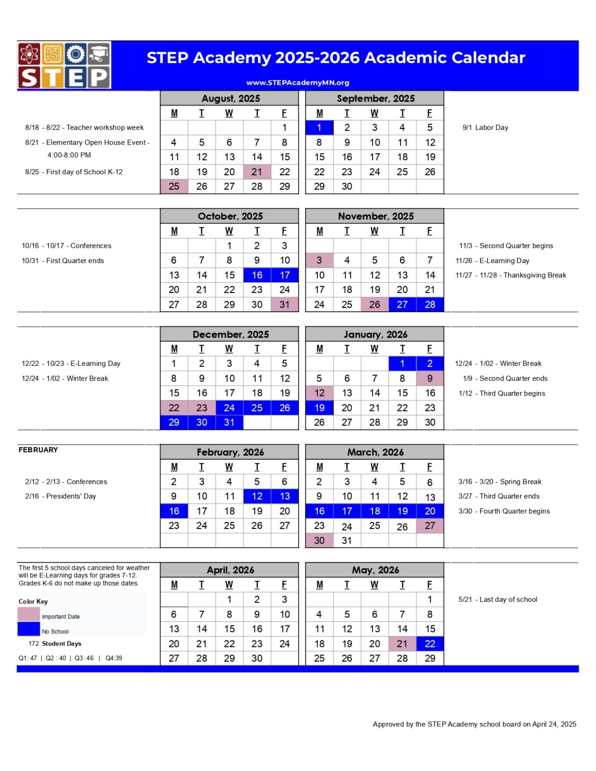 STEP Academy MN Calendar 25-26 Revised [PDF] - EduCounty