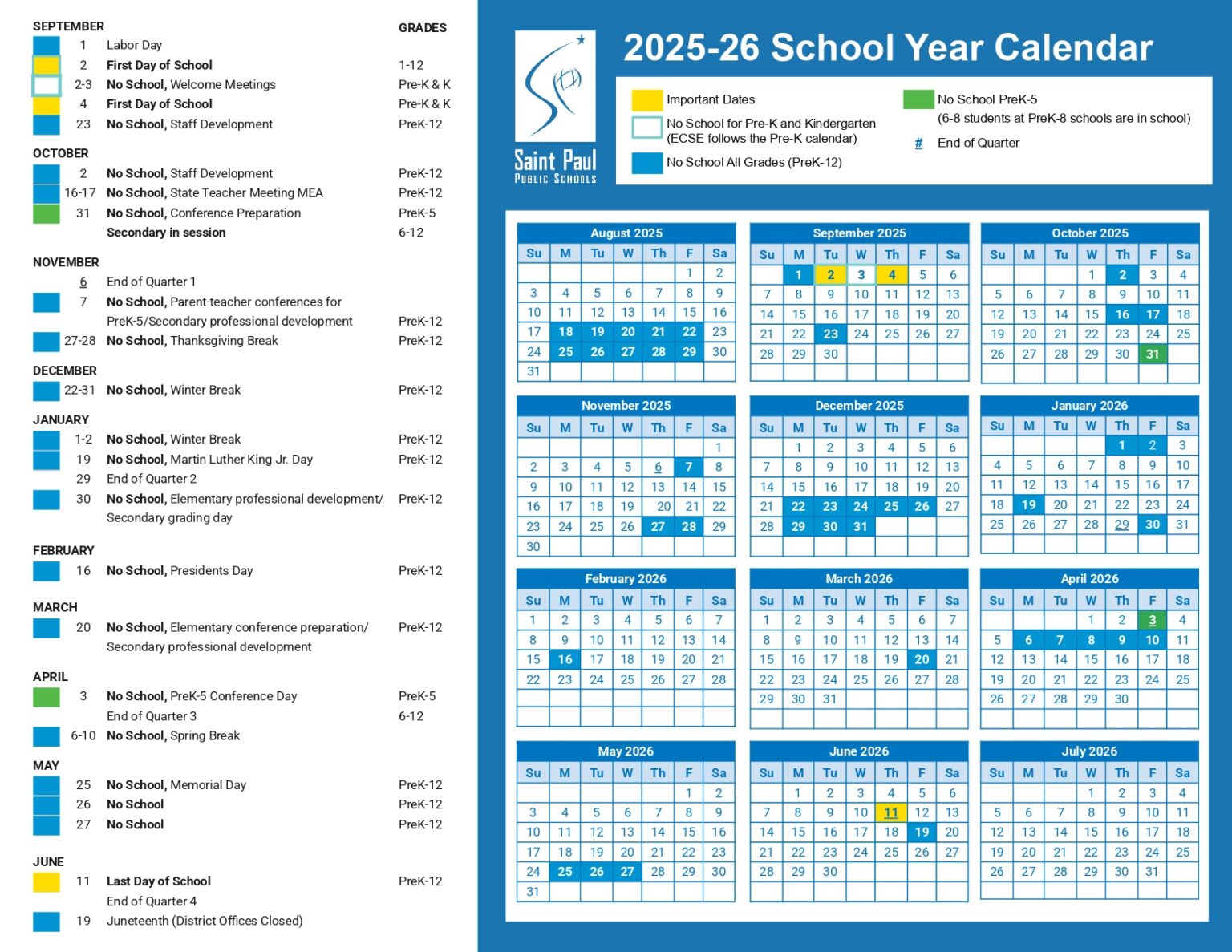 Saint Paul Public Schools 25-26 Calendar revised [pdf] - EduCounty