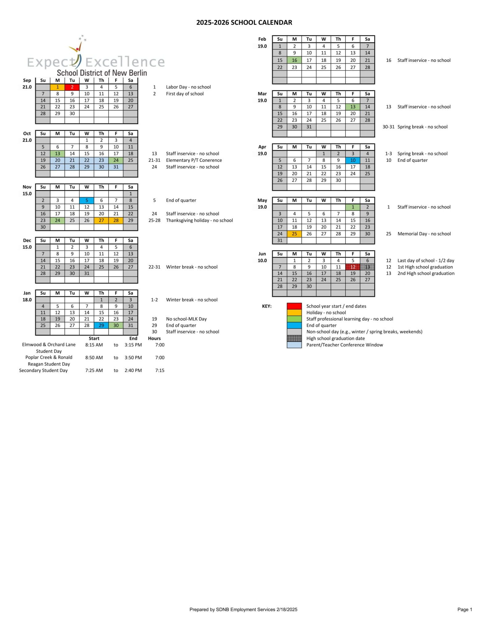 School District of New Berlin Calendar 25-26 Revised [PDF] - EduCounty