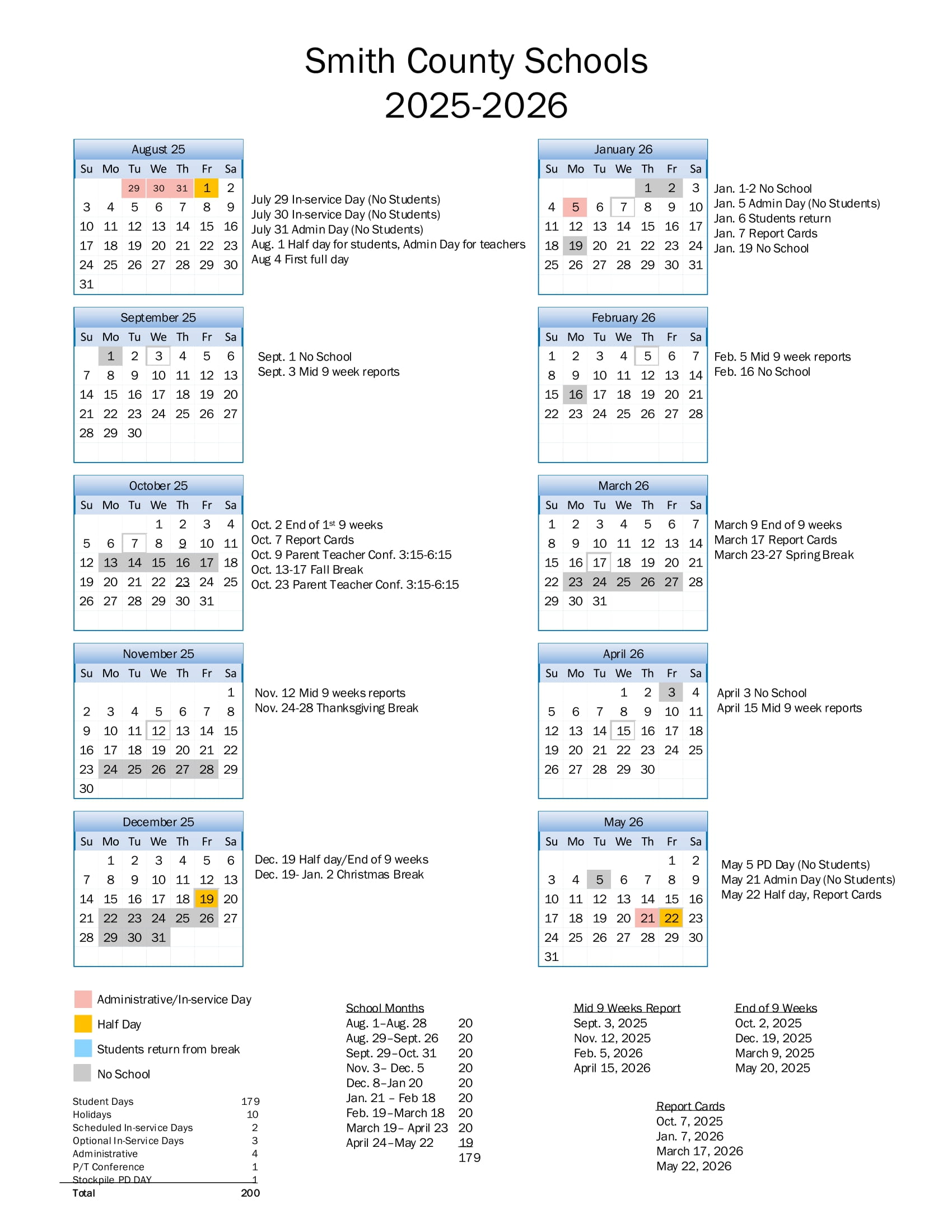 Smith County School System Calendar 25-26 Revised [PDF] - EduCounty