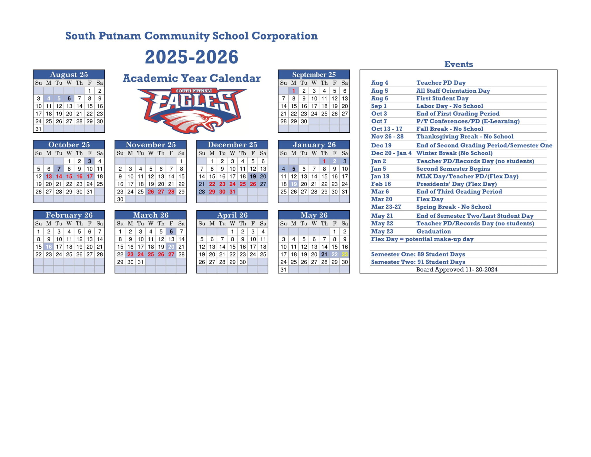 South Putnam Community School Corporation Calendar 25-26 Revised [PDF ...