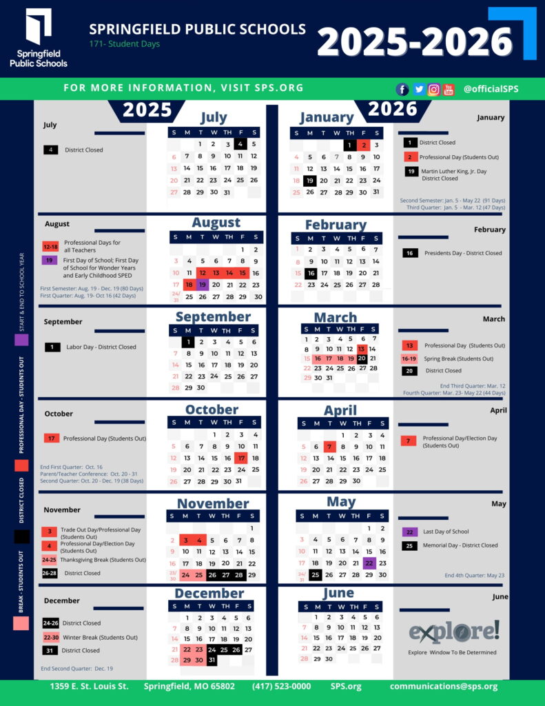 Springfield Public Schools Calendar 25-26 Revised [PDF] - EduCounty