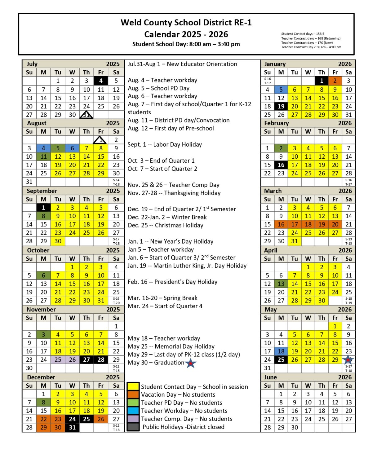Weld County School District Calendar 25-26 Revised [PDF] - EduCounty