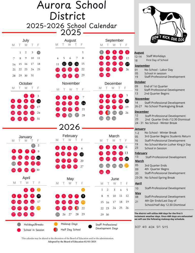 Aurora City School District Calendar 25-26 Revised [pdf] - EduCounty