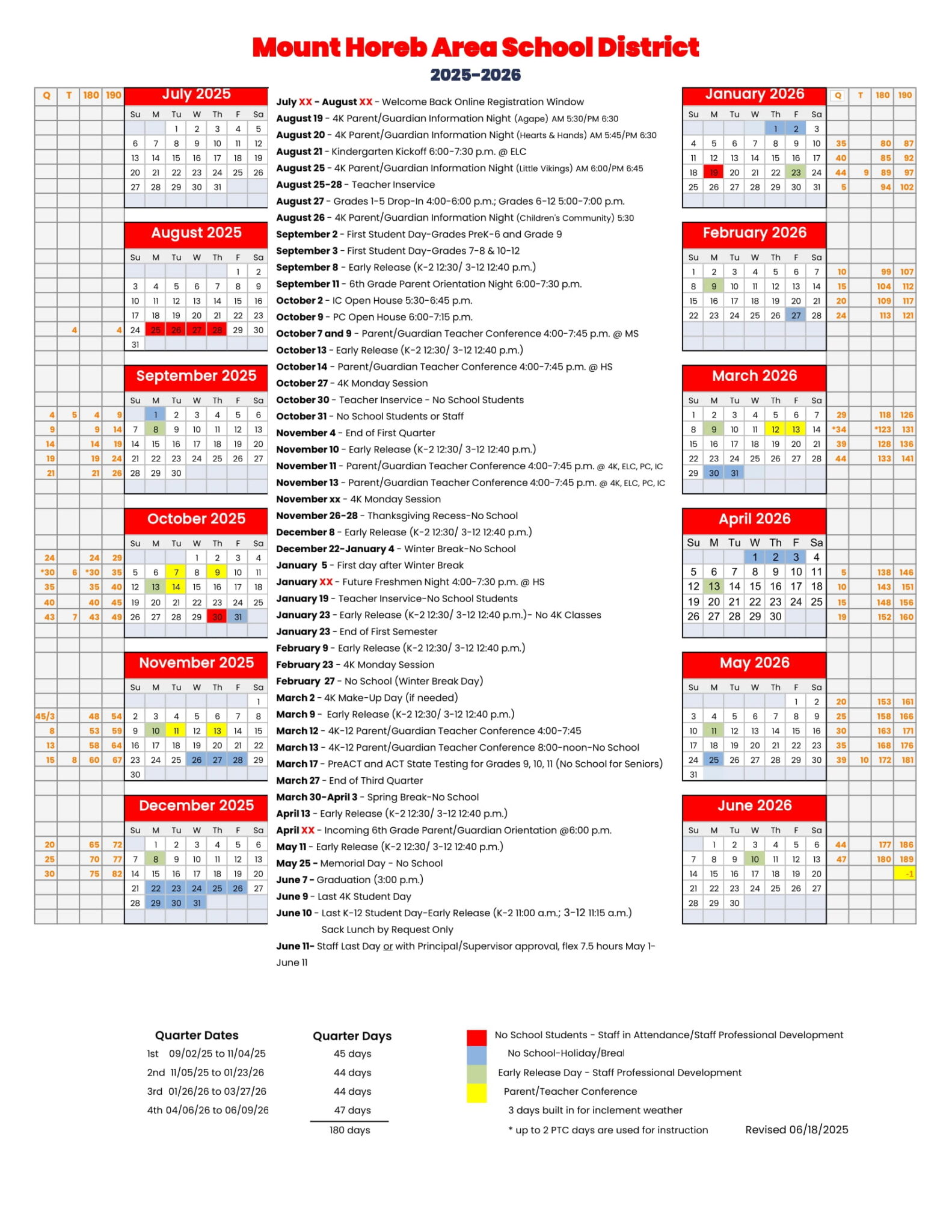 Mount Hareb Area School District Calendar 25-26 Revised [PDF] - EduCounty