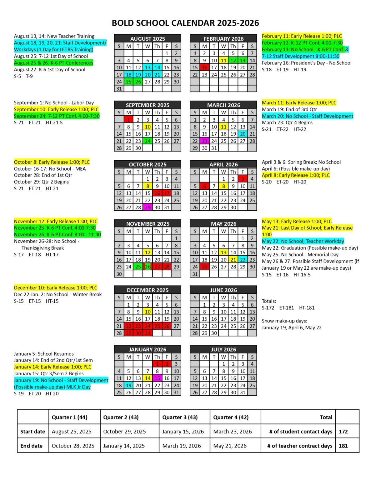BOLD SCHOOL CALENDAR mn 25-26 Revised PDF - EduCounty