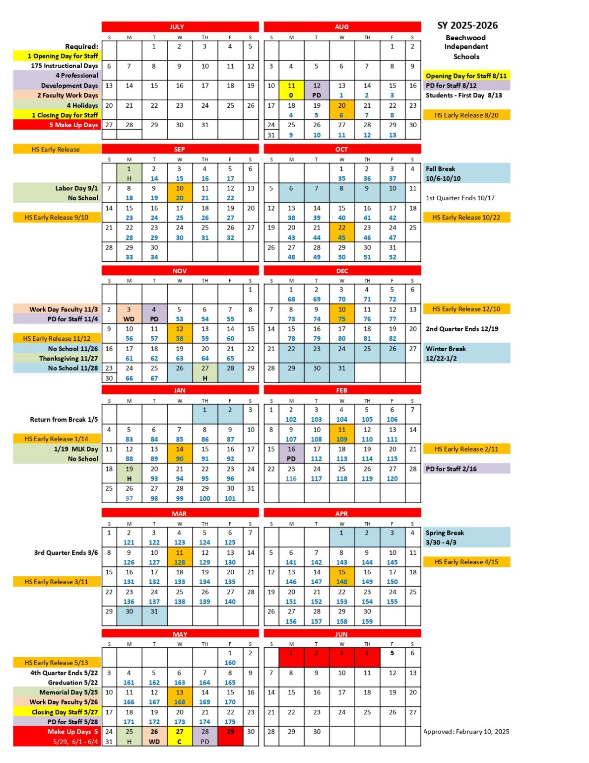 Beech Independent School Calendar 25-26 Revised [PDF] - EduCounty