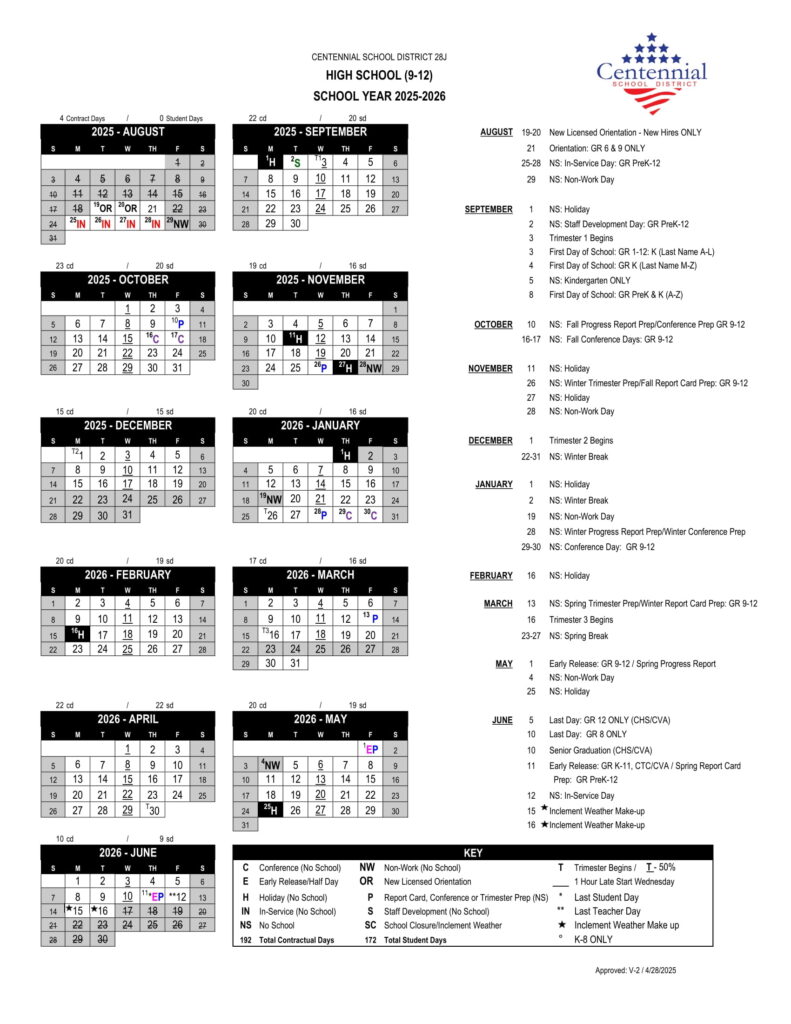 Centennial School District 28J or Calendar 25-26 Revised [PDF] - EduCounty