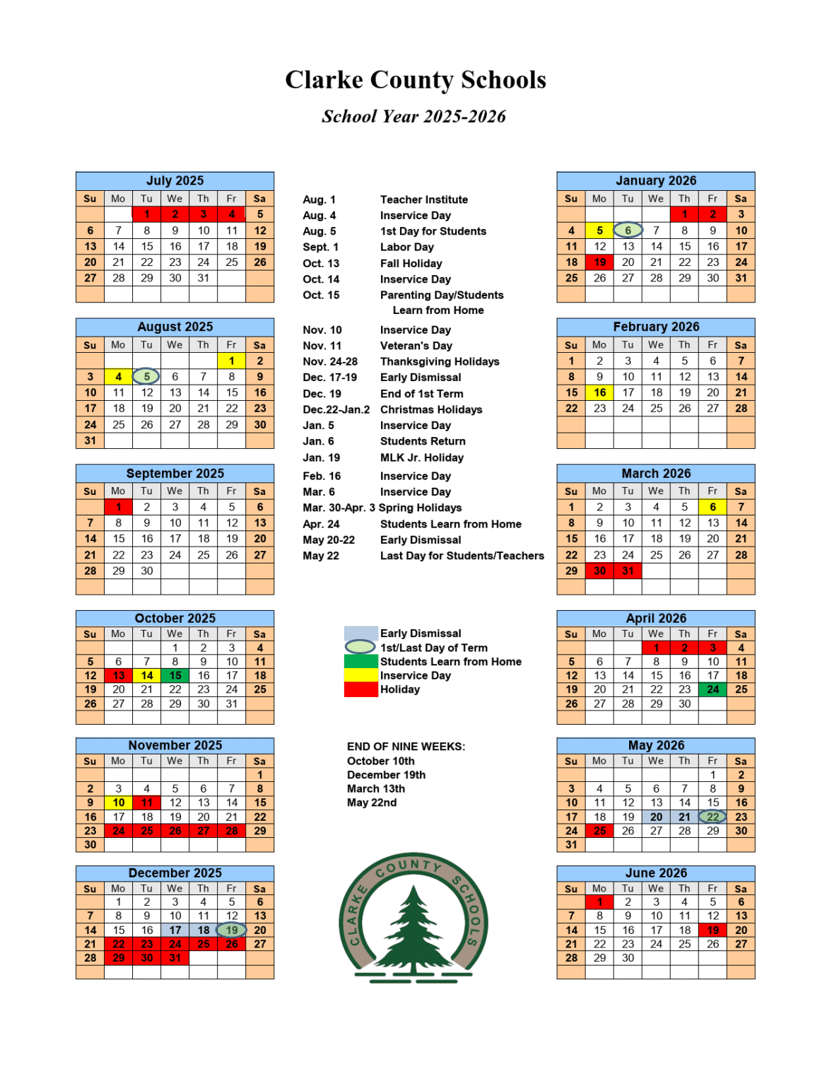Clarke County School District AL Calendar 25-26 Revised [PDF] - EduCounty