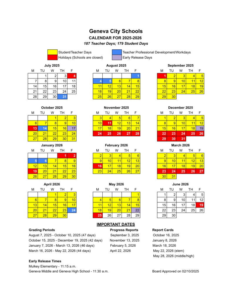 Geneva City Schools al Calendar 25-26 Revised [pdf] - EduCounty