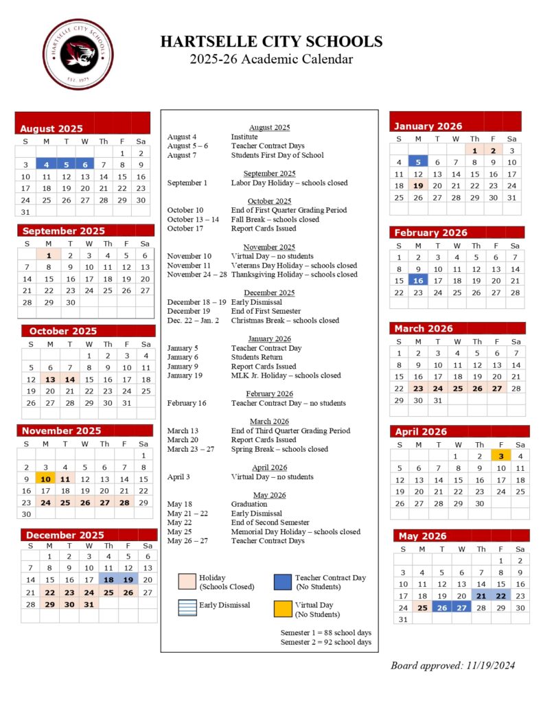 Hartselle City Schools AL Calendar 25-26 Revised [PDF] - EduCounty