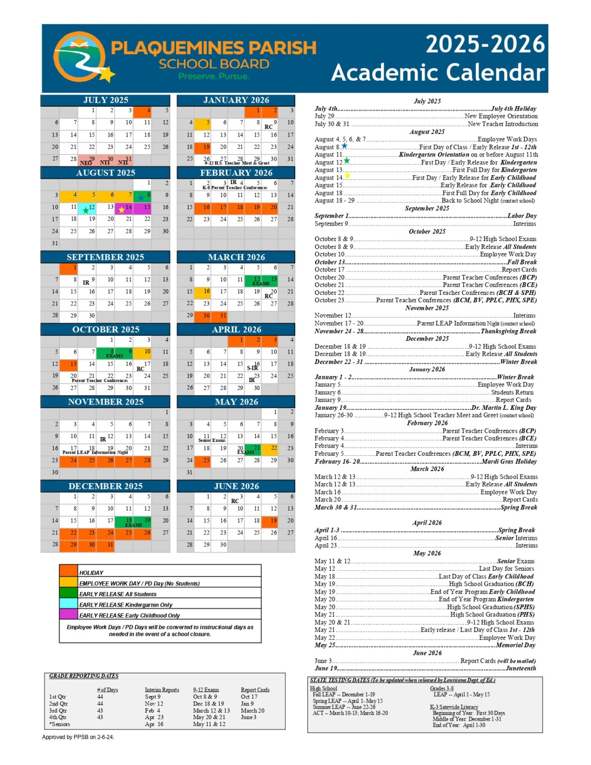 Plaquemines Parish School Calendar 25-26 Revised [PDF] - EduCounty