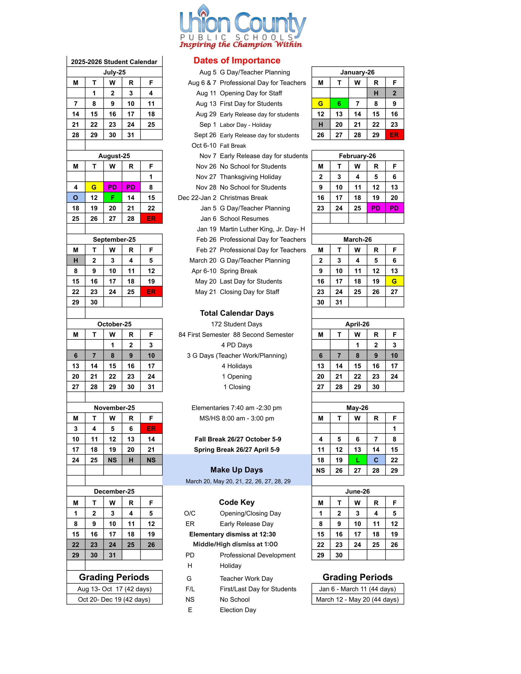 Union County Public Schools KY Calendar 25-26 Revised [PDF] - EduCounty
